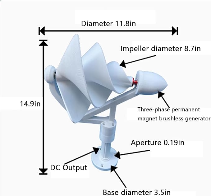 50W Spiral Wind Turbine Three-Phase Permanent Magnet Generator 12V ...