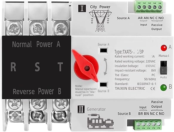 Three-Phase Automatic Transfer Switch Selector for 63A to 125A - Tuga Power